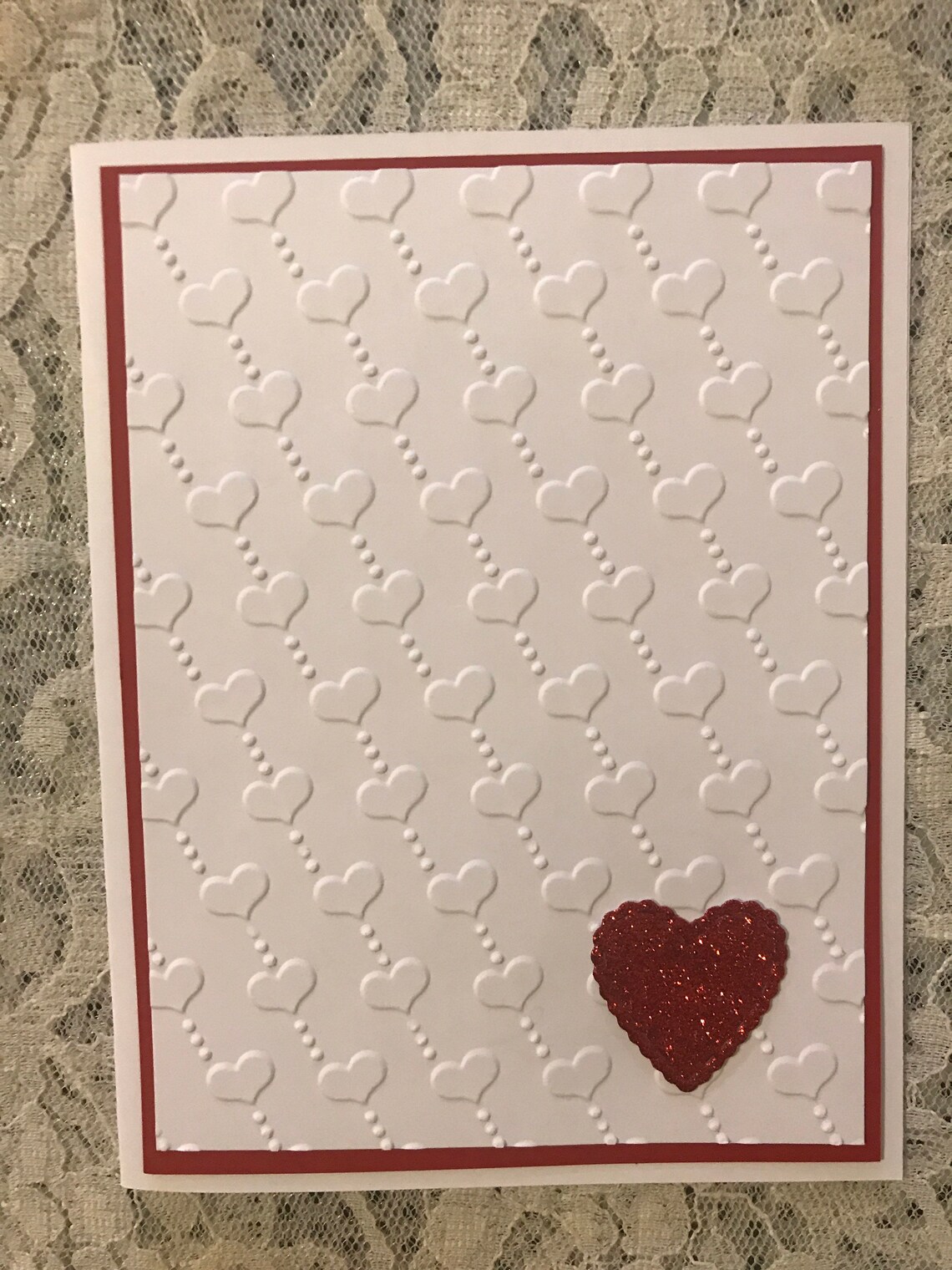 Greeting cards handmade set of 4 valentines red and white | Etsy