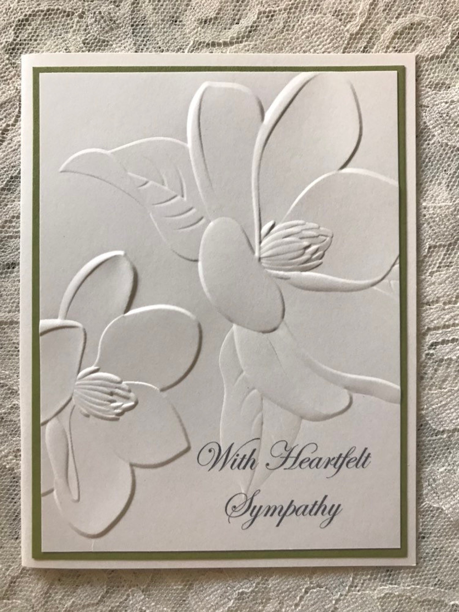 Greeting Card Handmade: Sympathy Card, Embossed Sympathy, Green and ...