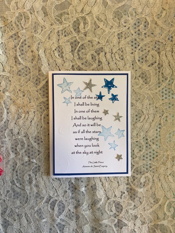 Greeting Card Handmade the Little Prince Card With Stars - Etsy