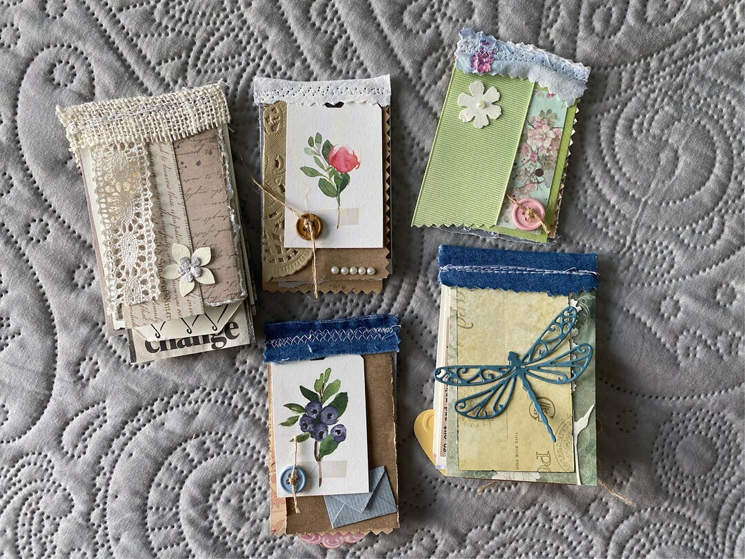Set of 5 Random Miniature Junk Journals, Love Notes, Lunch Box Notes ...