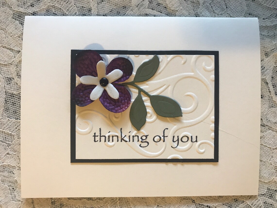 Handmade Greeting Card; Thinking of You, Friendship Card, Embossed Card ...