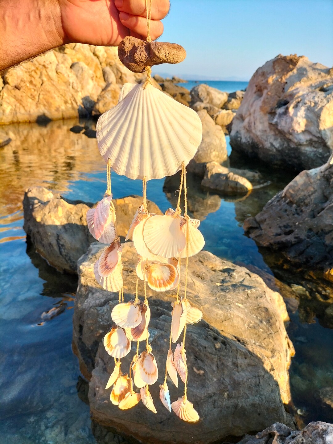 Seashell, Driftwood Wind Chime/ Wall Hanging, Rustic Wind Chime, Beach ...