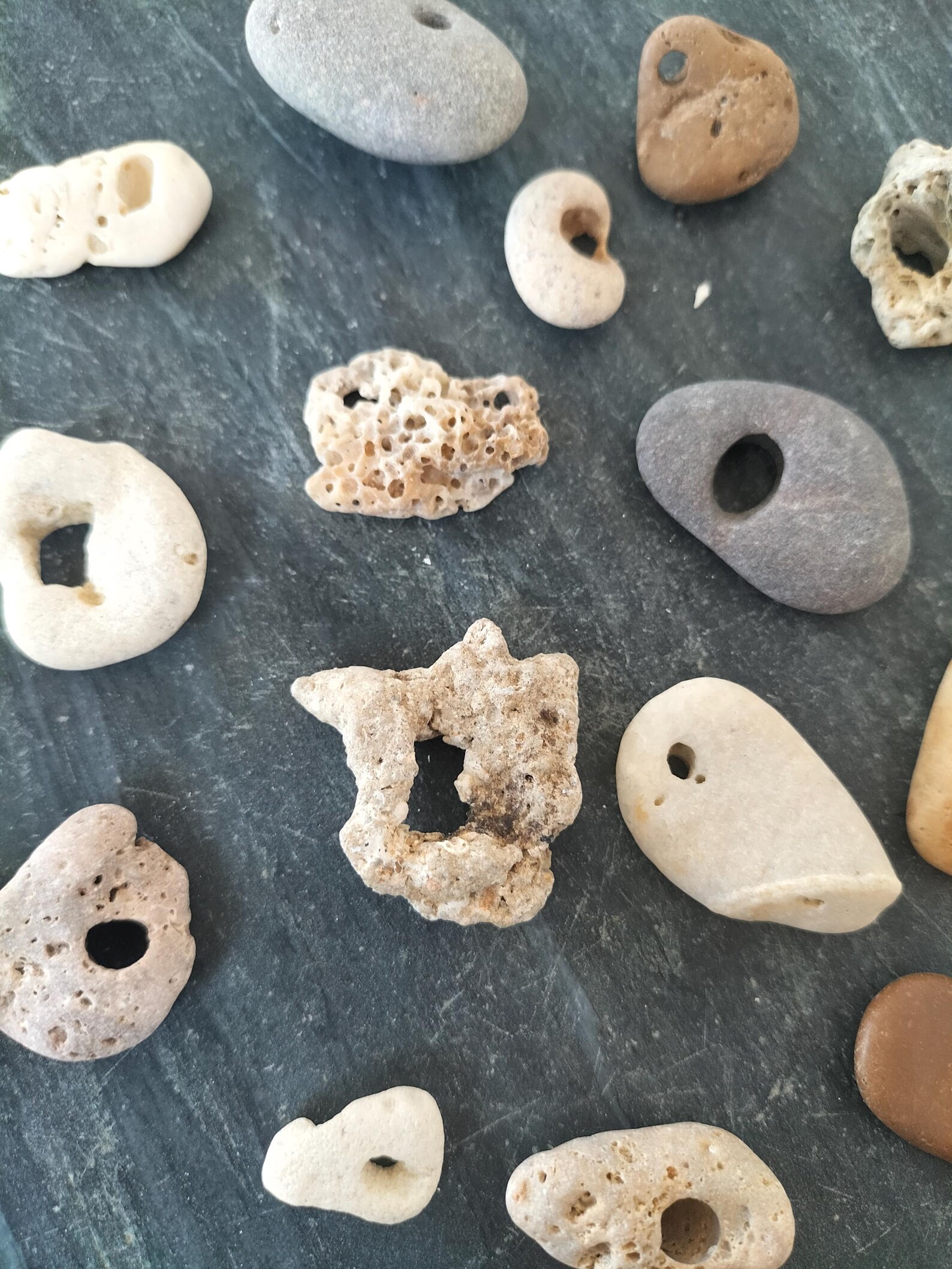 Set of 20 Small Hag Stones, Beach Stones, Beach Stones, Beach Findings ...