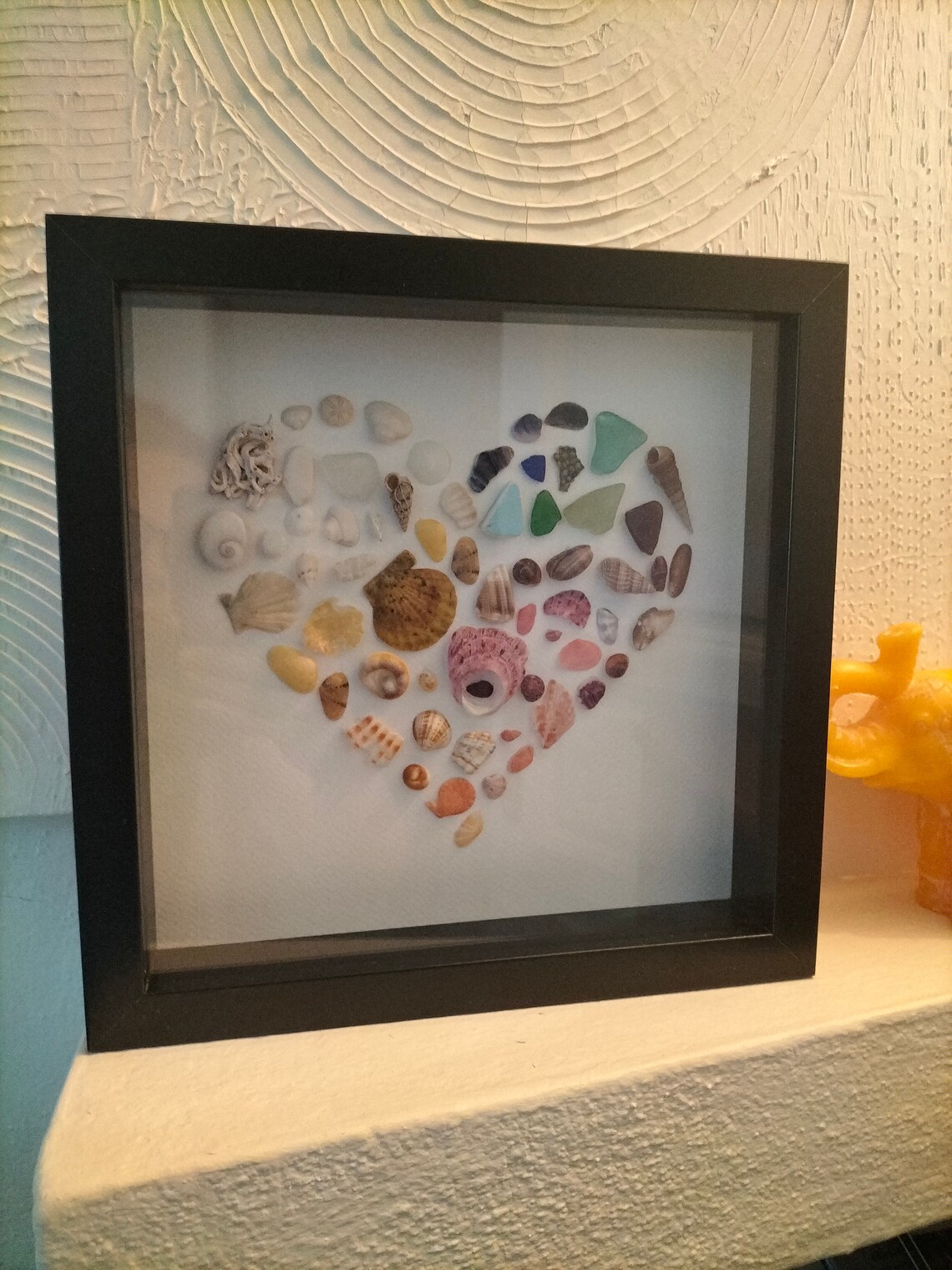 Handmade Heart Shape Sea Shell Wall Art Sea Glass Art Coastal Wall Art ...