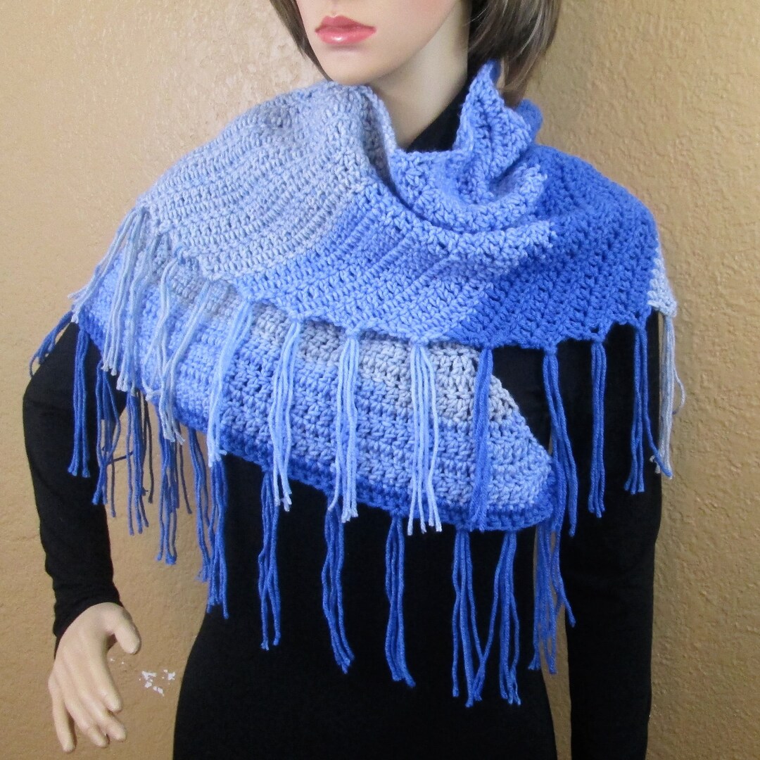 Blue Dragon Wing Scarf With Fringe - Etsy