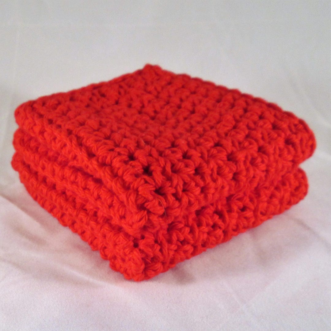 Red Washcloth Set of 2 8x8, Cotton Spa Set, Crochet Spa Set, Facial ...