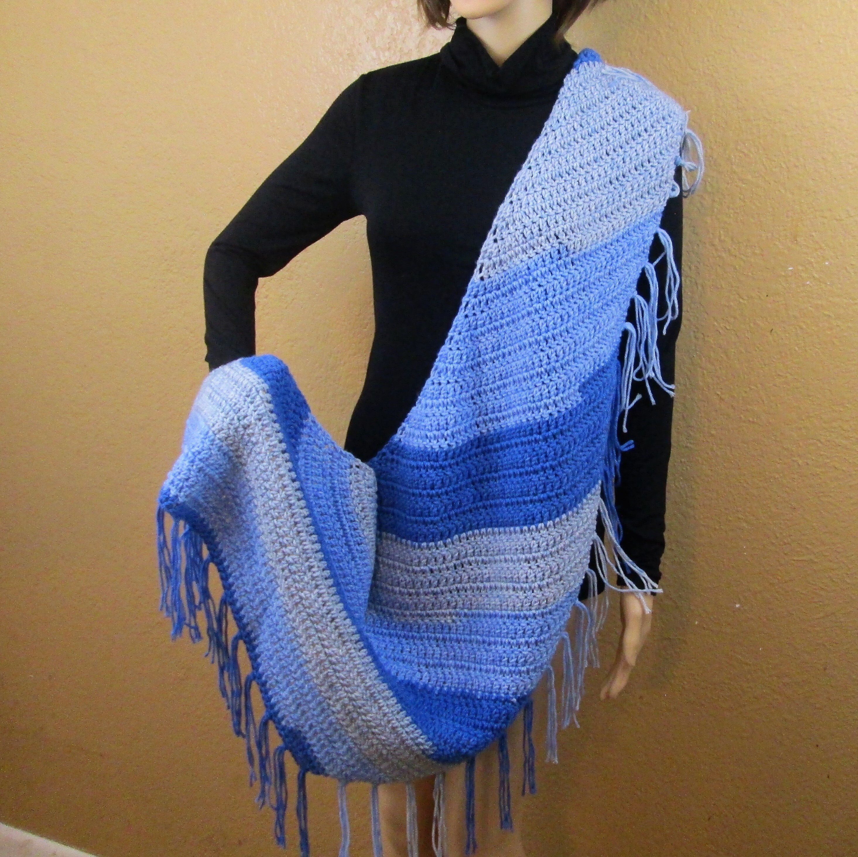 Blue Dragon Wing Scarf With Fringe - Etsy