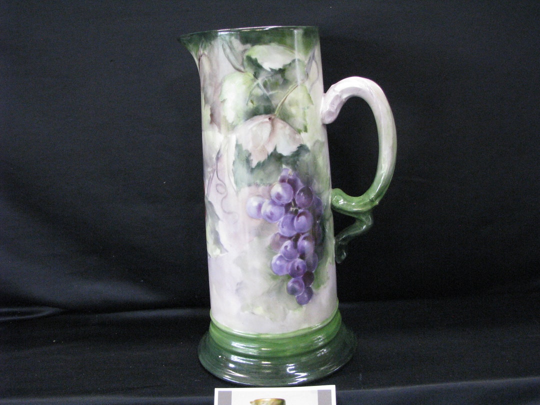 Antique JPL jean Pouyat Limoges France 559 Tankard/pitcher Grapes Hand ...