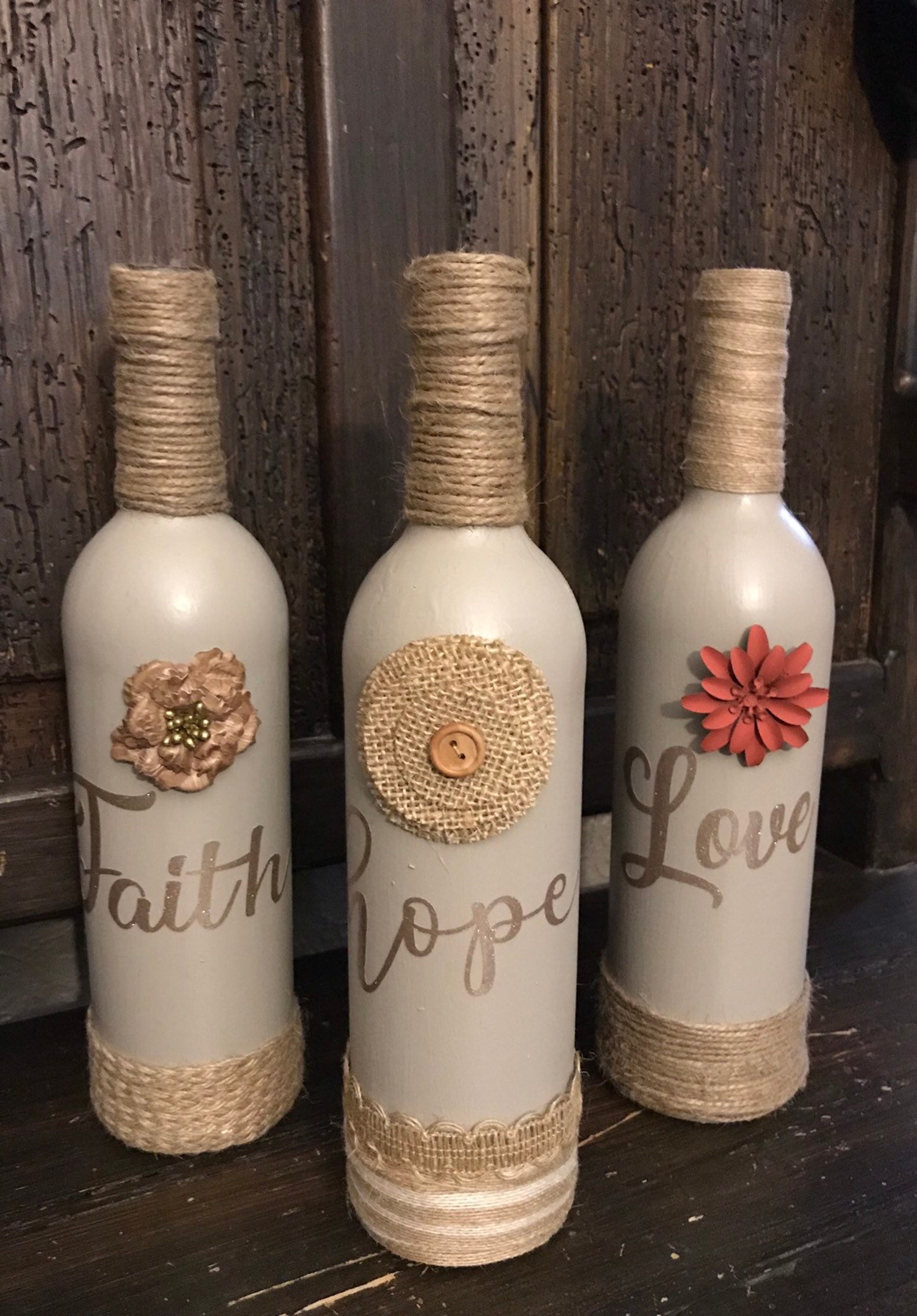 Faith Hope Love Wine Bottles - Etsy