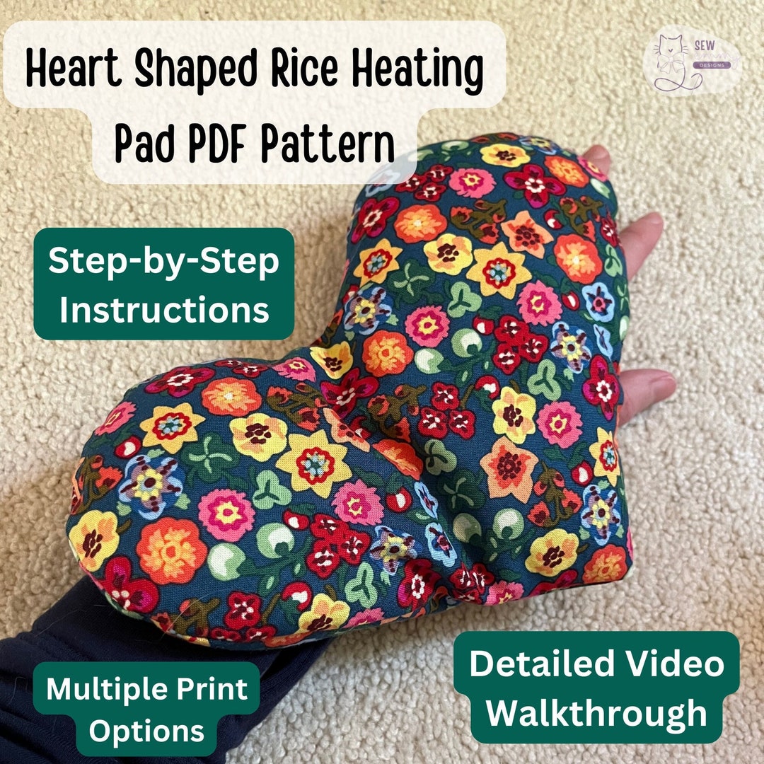 How to Sew a Heart Heating Pad PDF Pattern | PDF Sew a Rice Heating Pad ...