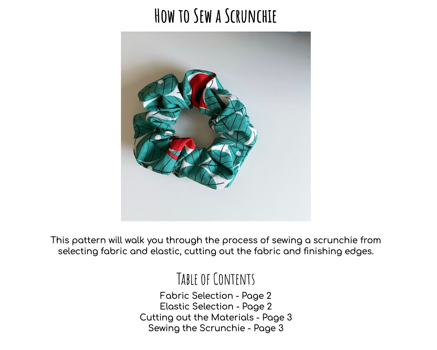 How to Sew a Scrunchie PDF Pattern PDF Sewing a Scrunchie - Etsy Australia
