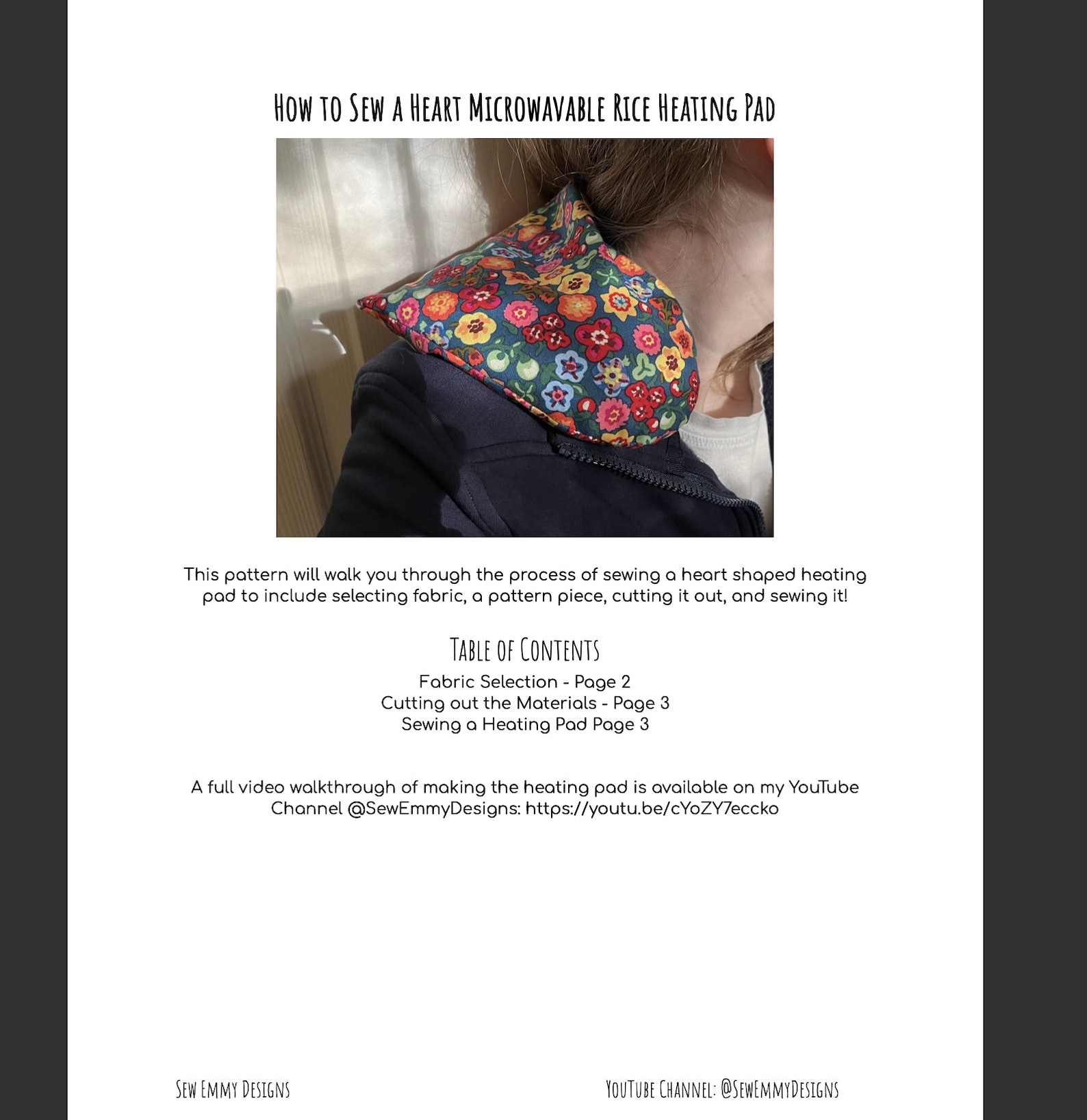 How to Sew a Heart Heating Pad PDF Pattern | PDF Sew a Rice Heating Pad ...