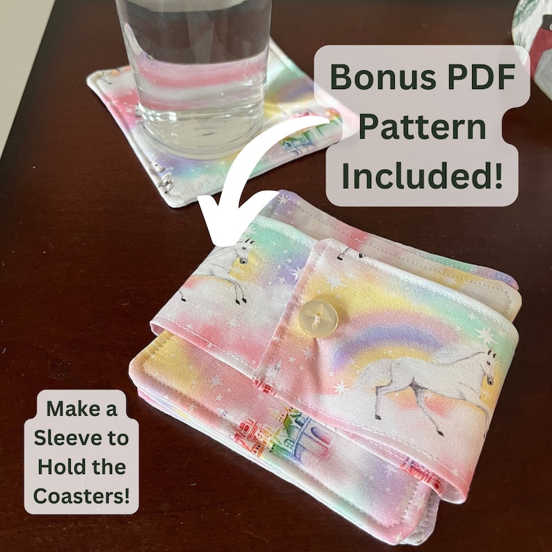 How to Sew a Set of Coasters PDF Pattern | PDF Sew a Square Coaster ...