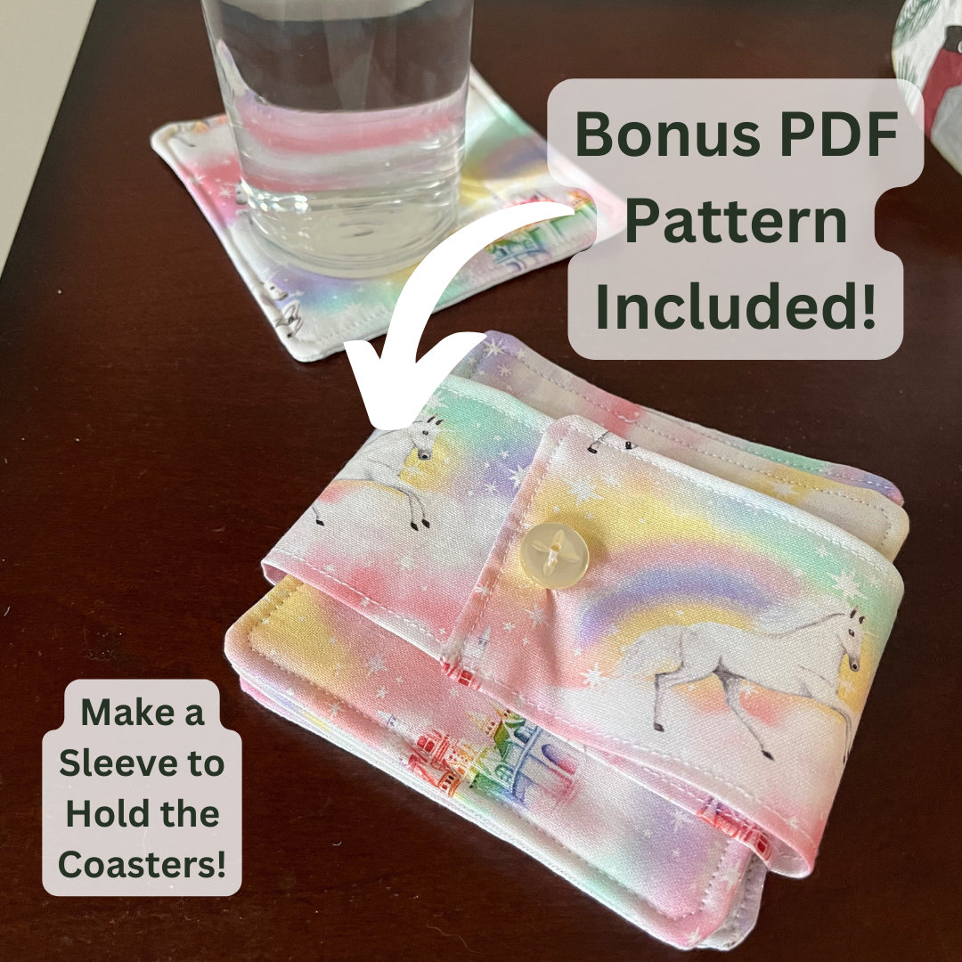 How to Sew a Set of Coasters PDF Pattern | PDF Sew a Square Coaster ...
