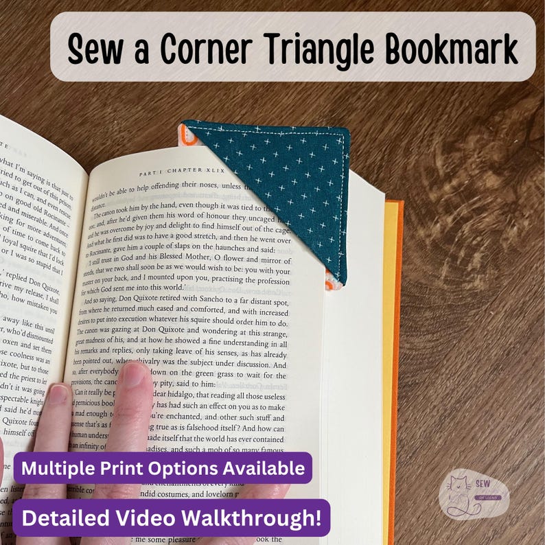 How to Sew a Corner Fabric Bookmark PDF Pattern | PDF Sewing a Corner ...