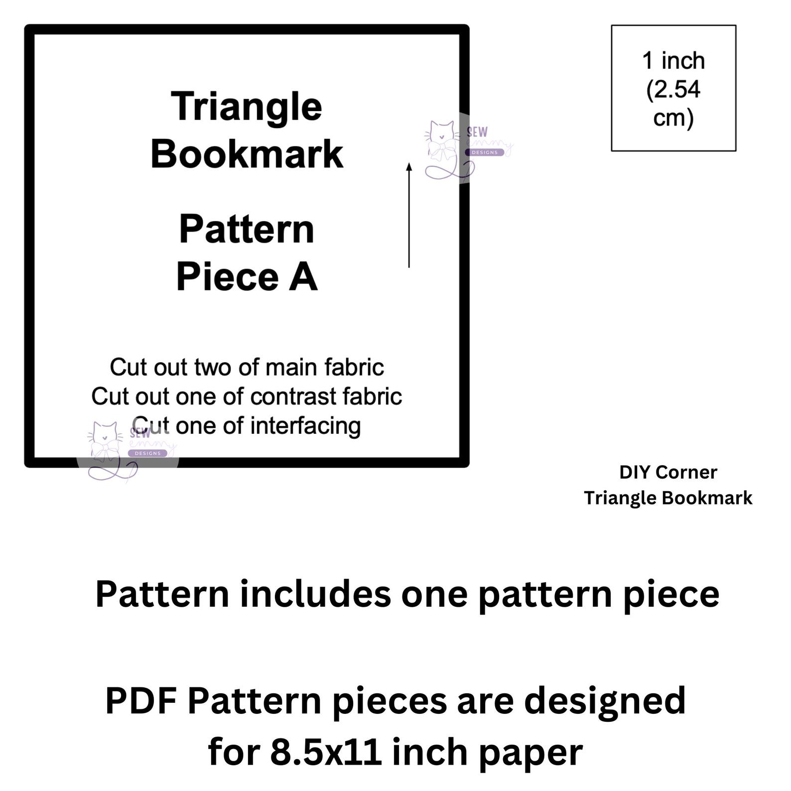 How to Sew a Corner Fabric Bookmark PDF Pattern | PDF Sewing a Corner ...