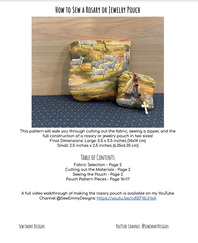 How to Sew a Rosary Pouch PDF Pattern | PDF Sewing a Zippered Pouch ...