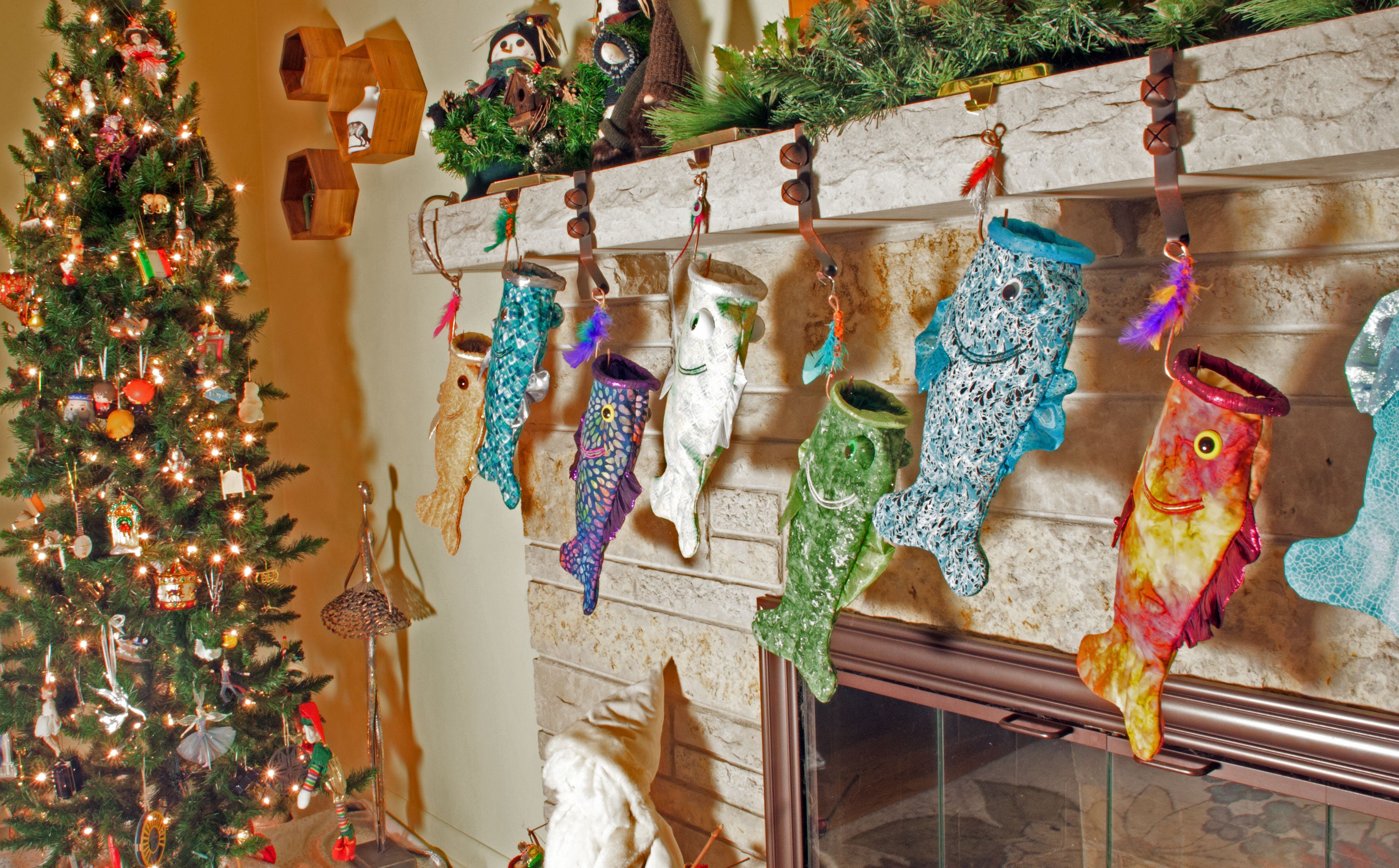 DOLLY. Fish Christmas Stocking or Funky Wall Art. - Etsy