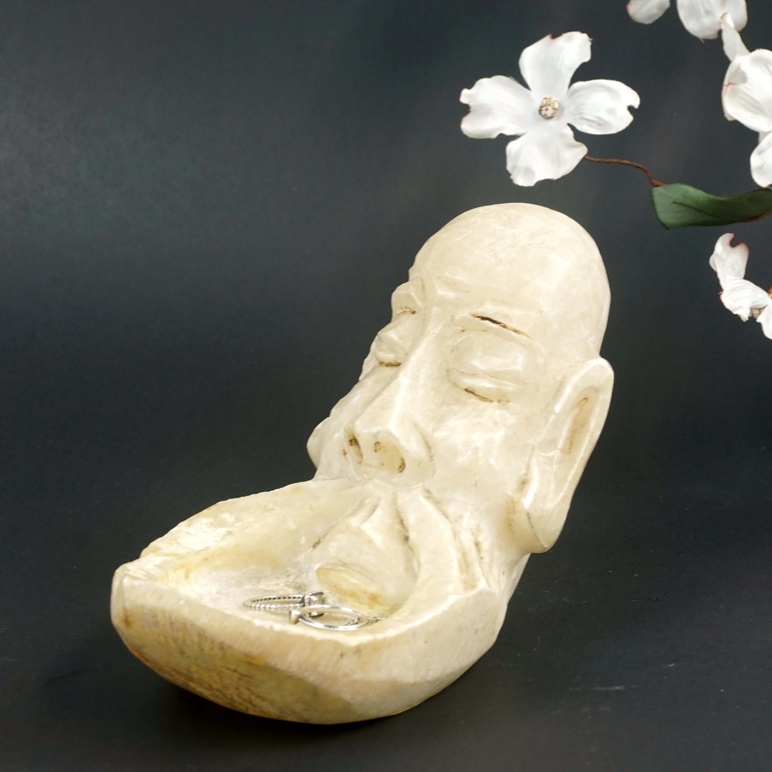 Vintage Stone Carved Man's Face Beard Ashtray Catchall Dish - Etsy