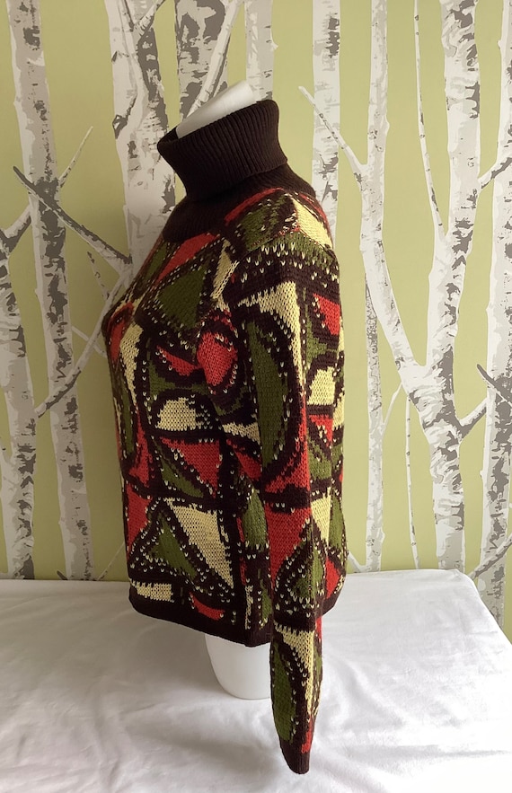 Vintage Jantzen Sweater Mid Mod Pattern Turtleneck Me… - Gem