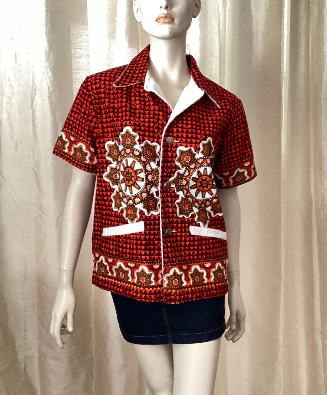 Retro Surf King Terry Cloth Jacket Cabana Wear Hawaiian Shirt - Etsy