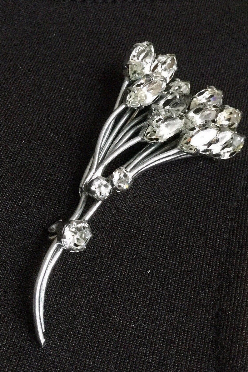 Antique 1920s Brooch/pin Wien Austria Clear Rhinestone Flowers - Etsy