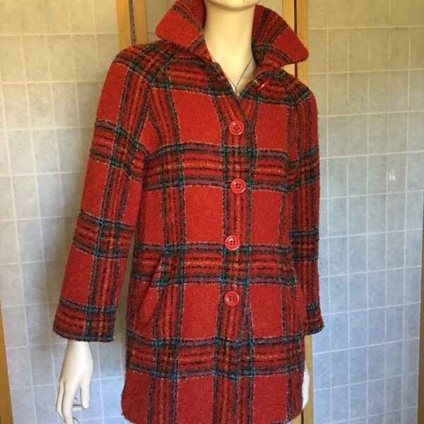 Red Plaid Coat - Etsy
