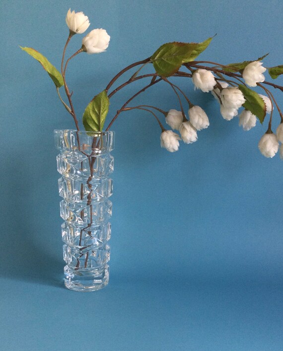 Home Décor Mid Century Luminarc Vase Geometric Clear Glass 1970s France ...