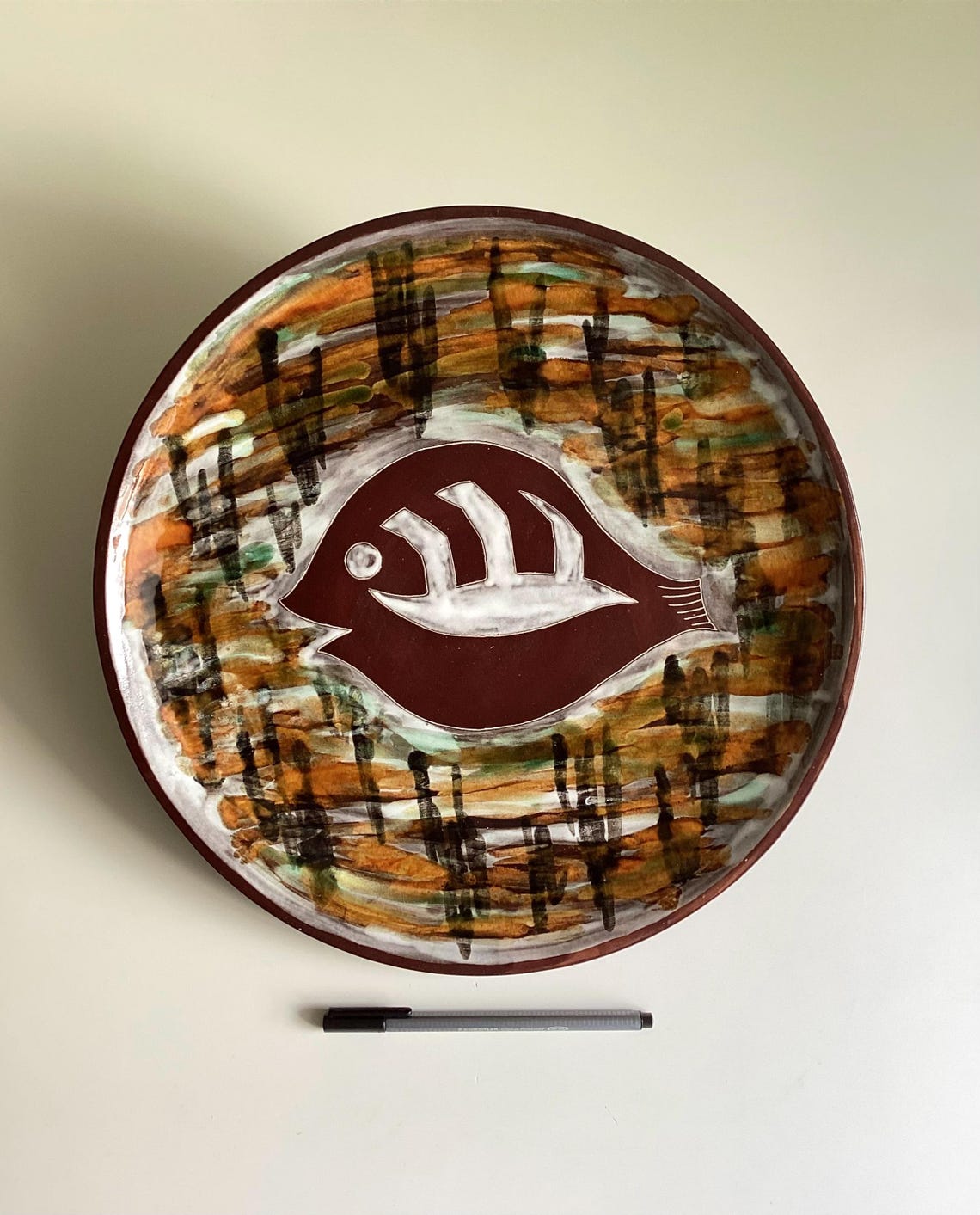 Modernist Art Pottery / Ceramic Wall Charger or Plaque by Roberge of ...