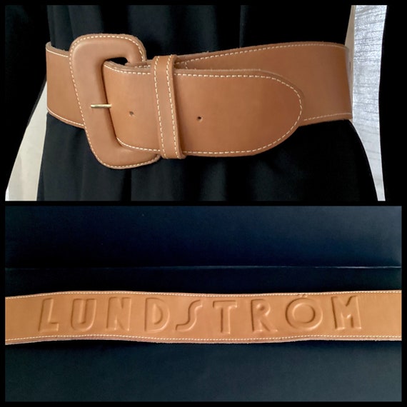 RARE Linda LUNDSTROM Belt Leather/Suede WIDE Embossed - Gem