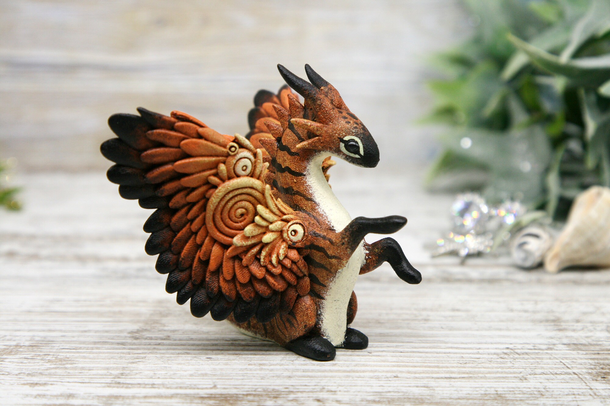 Feathered Dragon Figurine Cute Polymer Clay Dragon Sculpture | Etsy