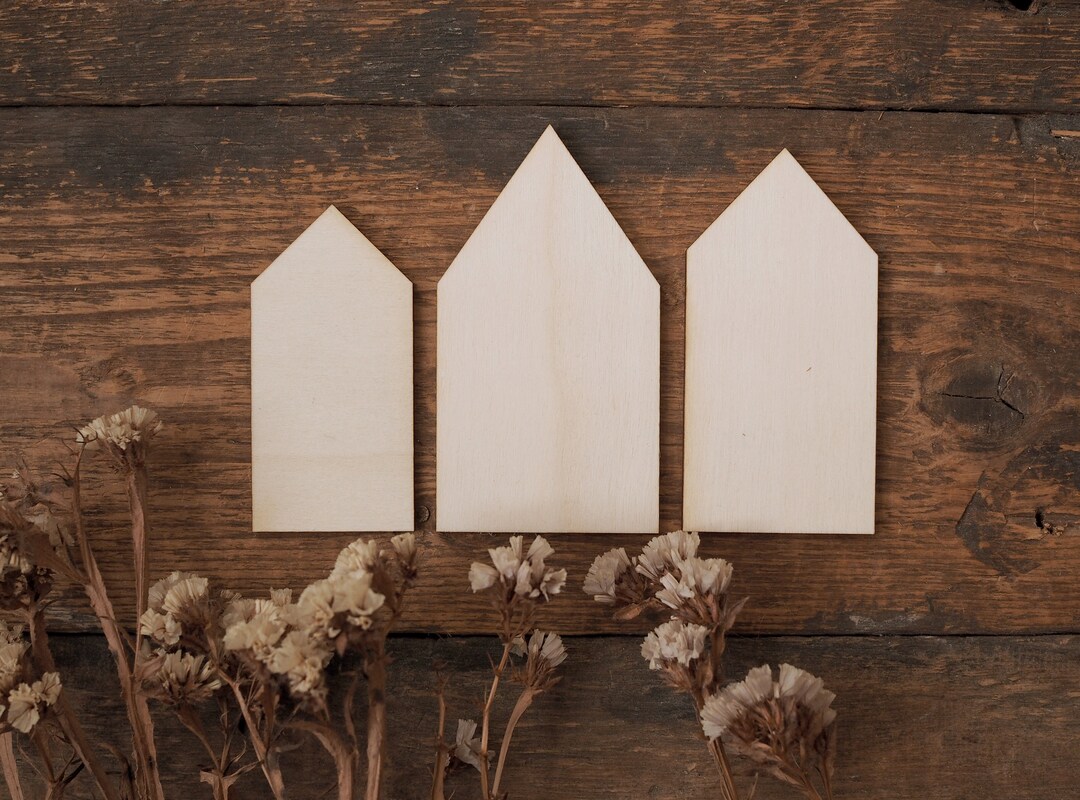 Set of 3 Wooden HOUSES Made From 3mm Plywood Christmas - Etsy