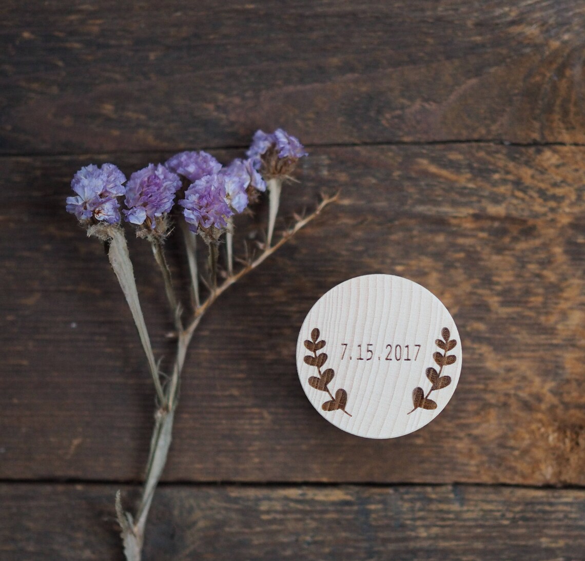 Very Little Wooden Round Box Wedding Ring Box Engagement | Etsy