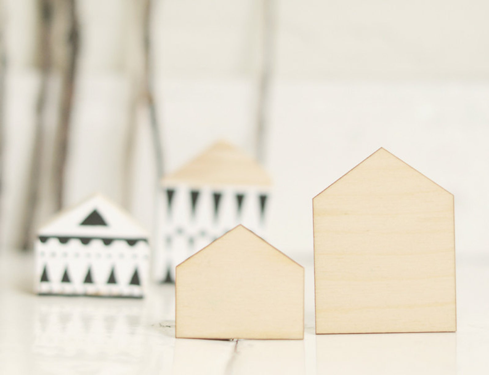 SET of 2 Pcs Wooden Houses House Shape Natural Wood Ready - Etsy