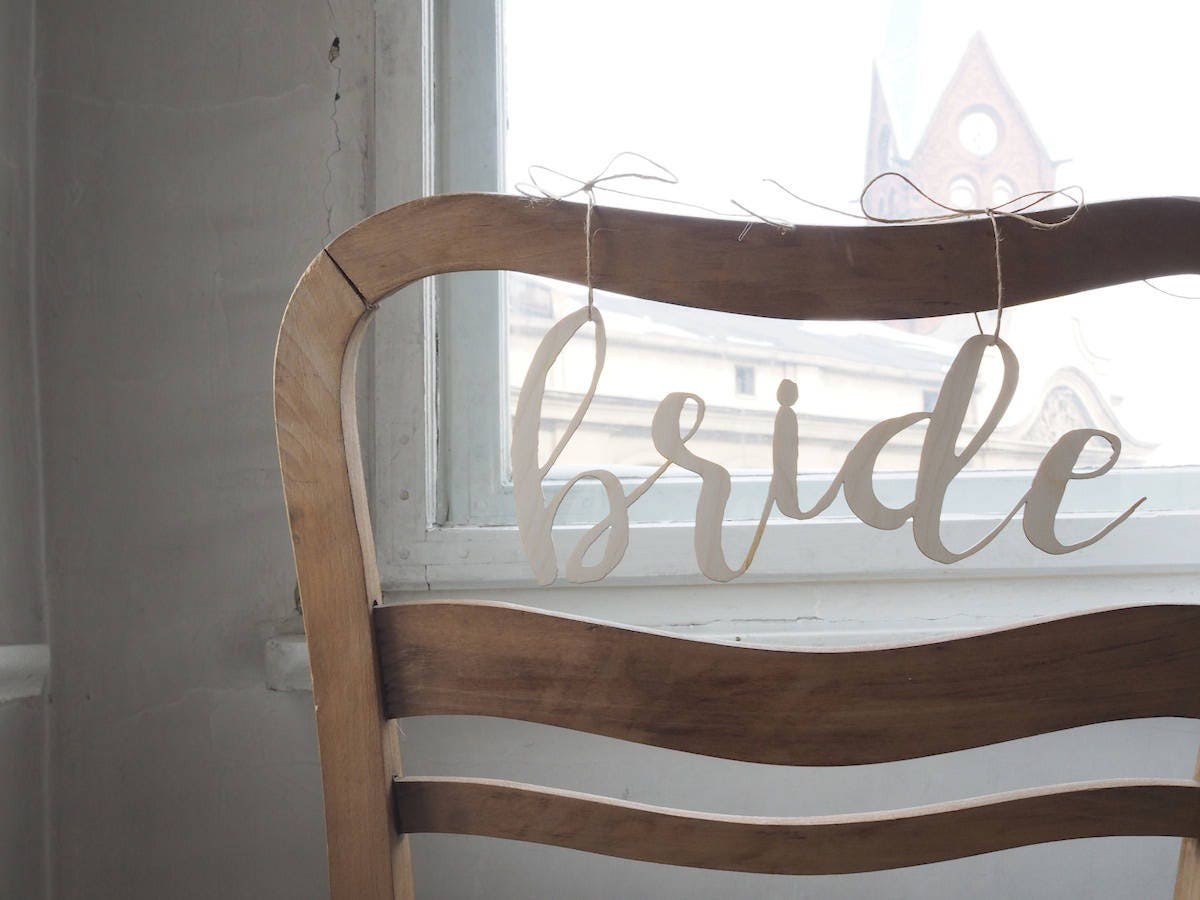 Bride groom sign chair back signs wedding signs | Etsy