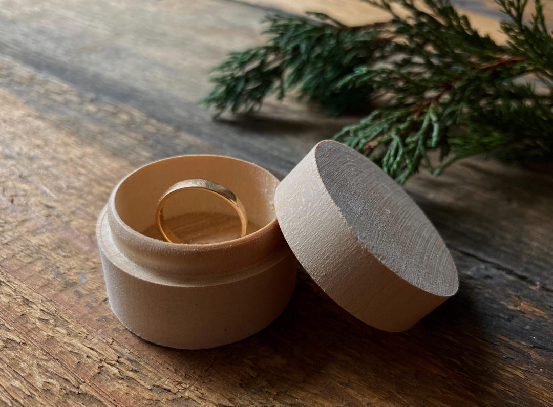 Very Little Wooden Round Box, Wedding Ring Box, Engagement Ring Box ...