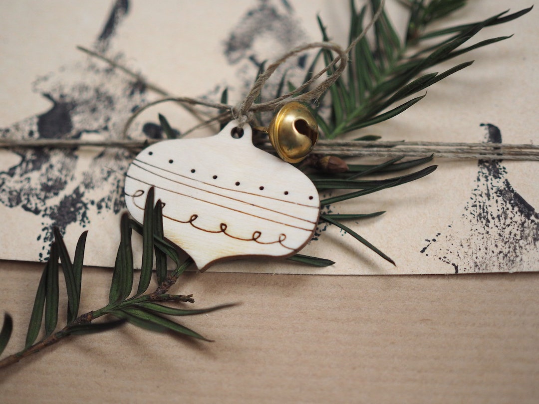 Christmas Ball Tag, Christmas Decor, Ornament, Natural Wood, Laser Cut ...