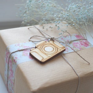 Camera Tag, for Photographers, Natural Wood, Laser Cut, Unpainted ...