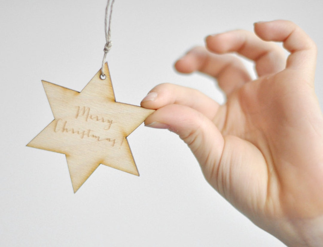 Wooden Christmas Tag Star With Engraving merry - Etsy
