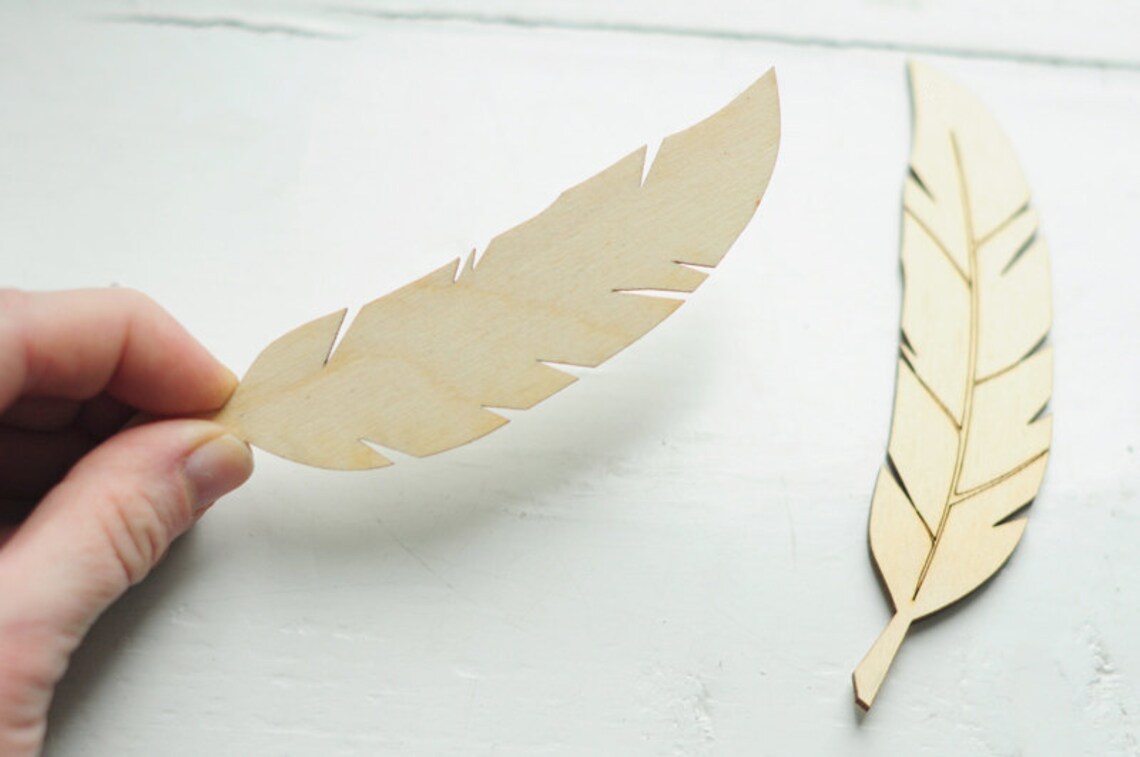12.5cm Wooden Feather Shape Natural Wood Ready to Decorate - Etsy