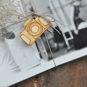Camera Tag, for Photographers, Natural Wood, Laser Cut, Unpainted ...