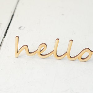 14cm HELLO - Wooden Lettering, Natural Wood, Ready to Decorate, Wooden ...