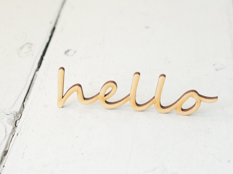 14cm HELLO Wooden Lettering Natural Wood Ready to | Etsy