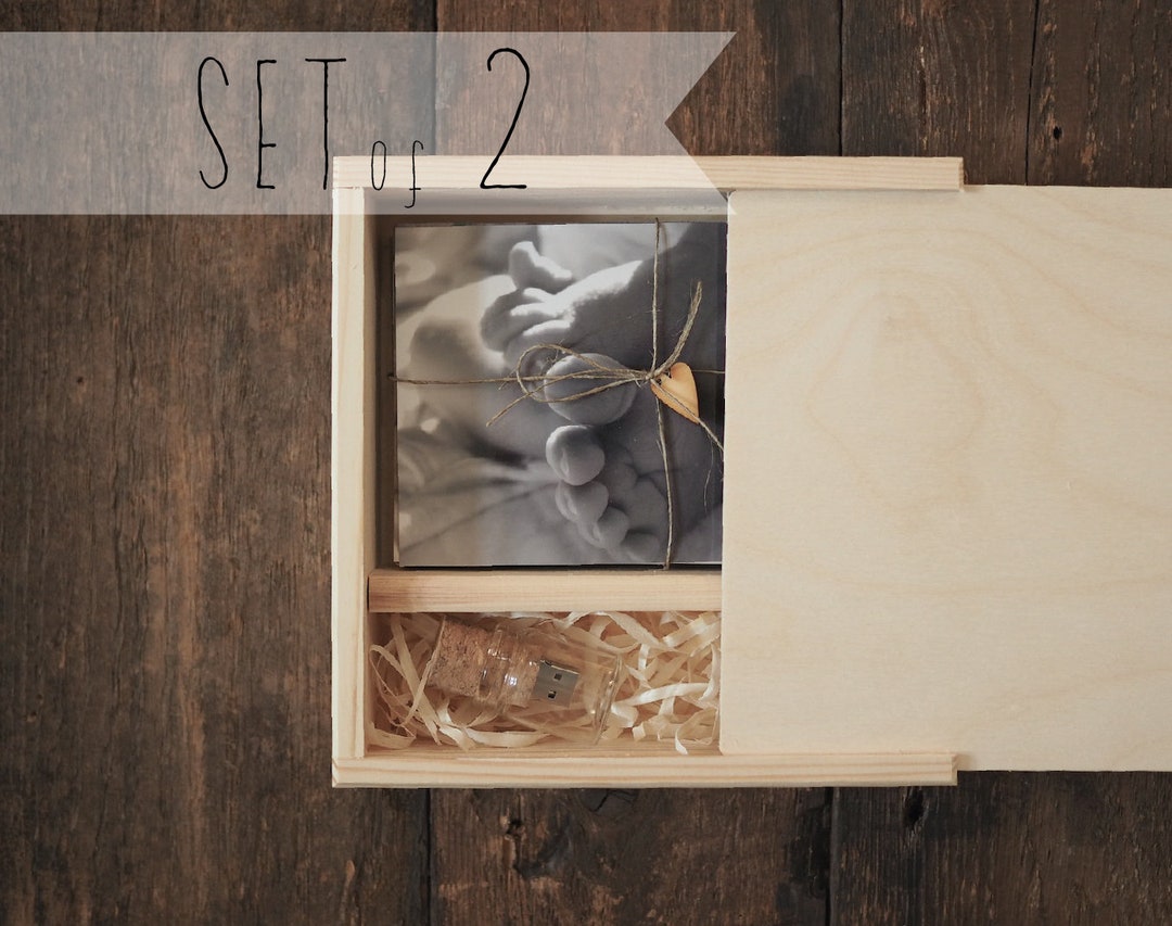 SET of 2 - PHOTO&USB Boxes for 4" X6" (10x15cm) Prints With Compartment ...
