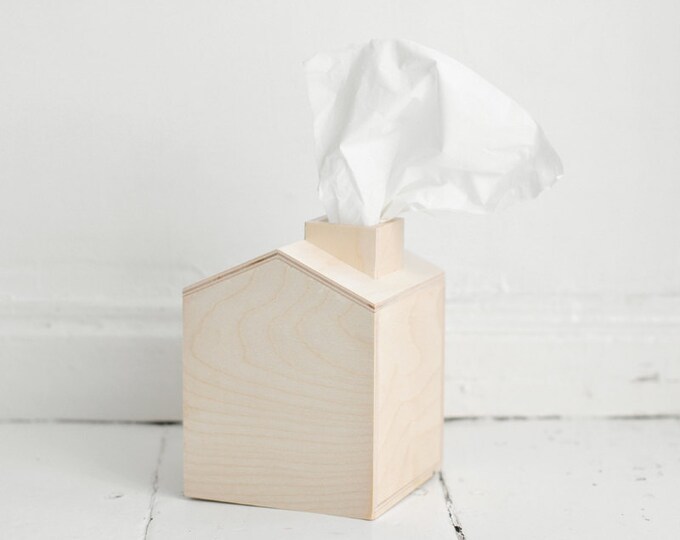 Tissue Box Wooden House With Chimney Unfinished Wood - Etsy