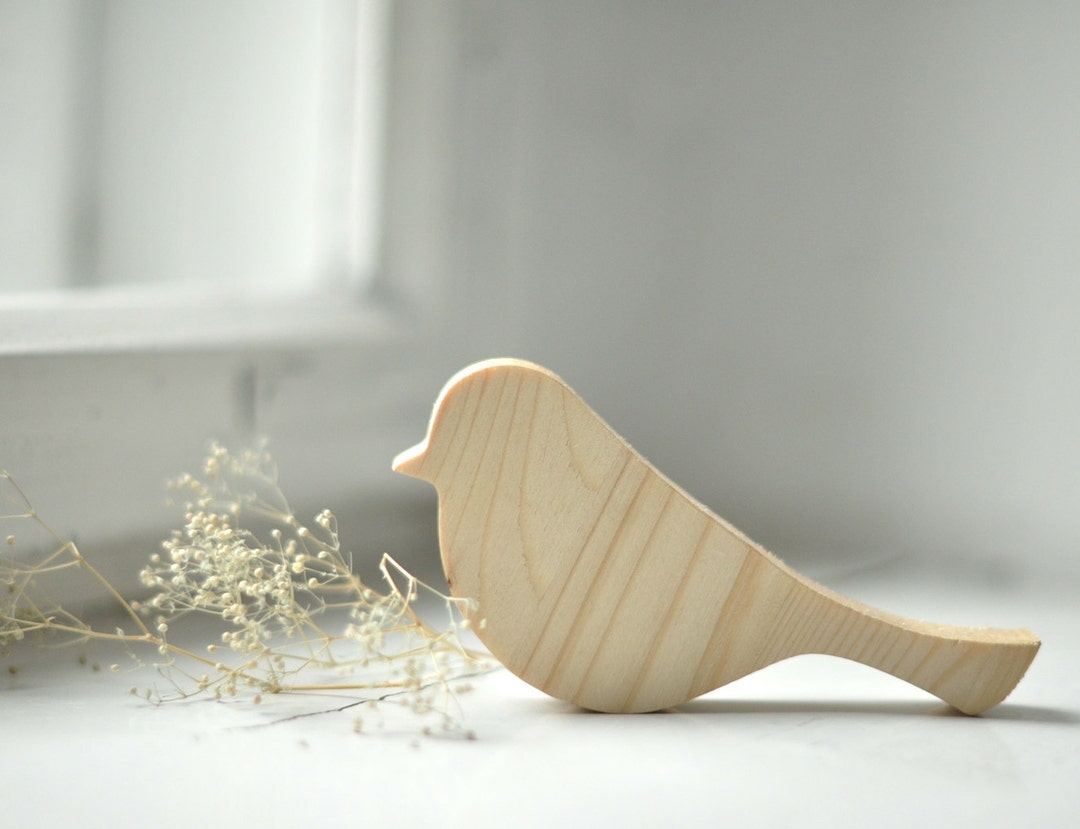 Wooden Bird Figure, Scandinavian Design, Unpainted, Natural Wood ...