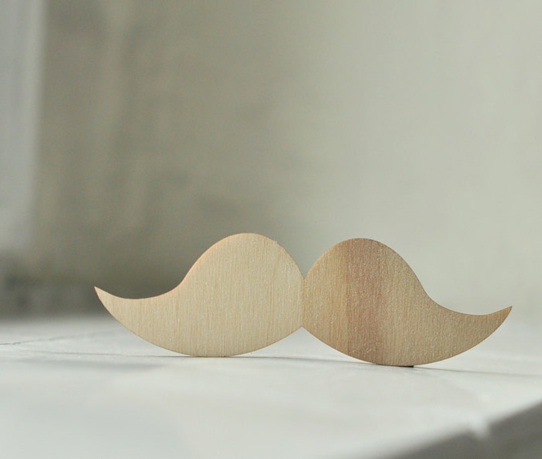12cm Wooden Mustache, Unfinished Wood, Unpainted, Laser Cut, Natural ...