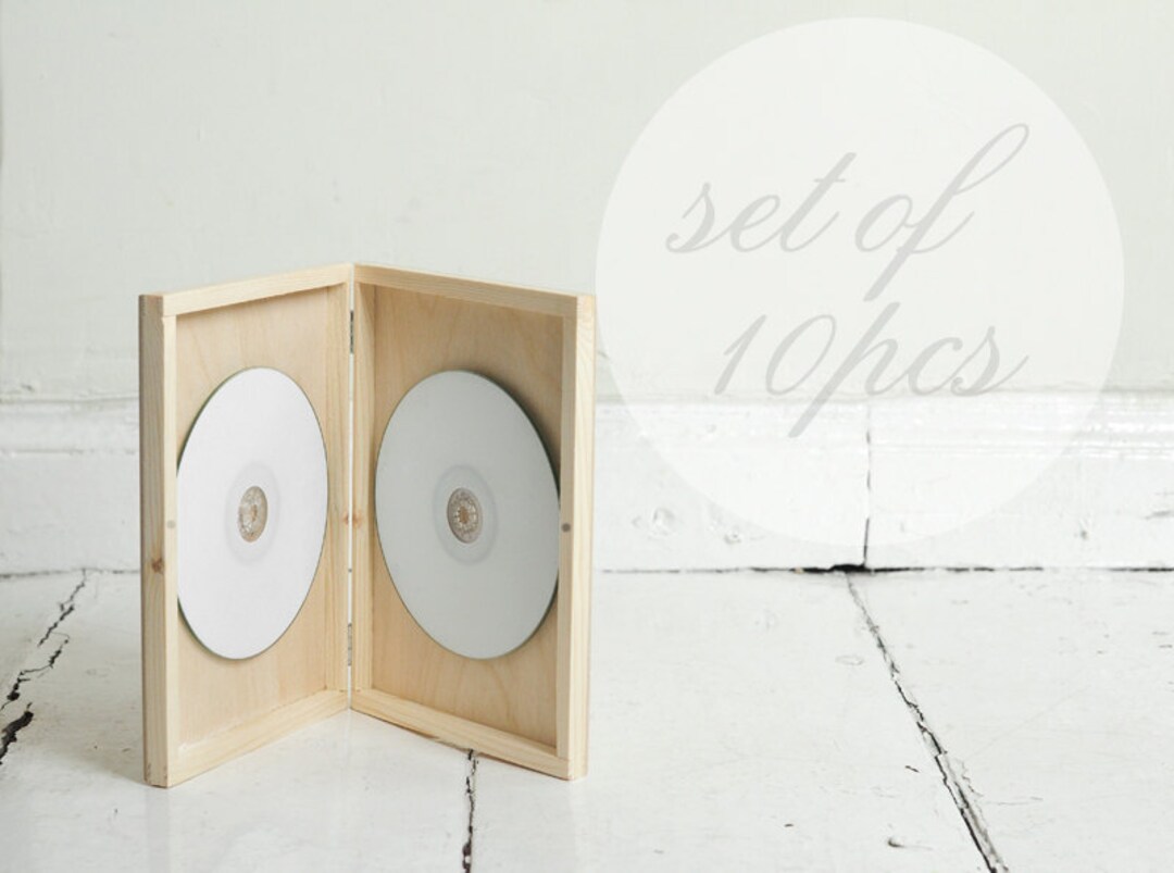Set of 10 Pcs - Double DVD Case, Wooden Box, Keepsake Box, Natural Wood ...