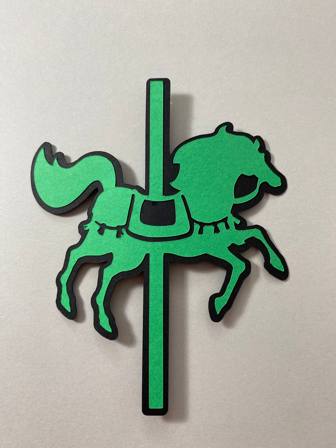 Green Carousel Merry Go Round Horse Amusement Park Ride Die Cut ...