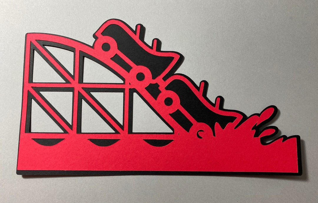 Red Roller Coaster With Car Amusement Park Scrapbooking Die Cut ...